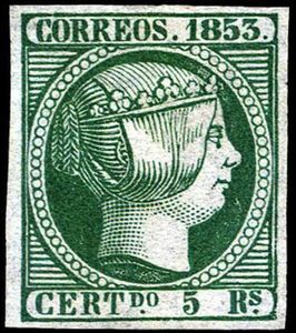 Stamp: Queen Isabel II (Spain(Queen Isabel II) Mi:ES 20,Sn:ES 22,Yt:ES ...