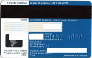 Bank Card: ČSOB (ČSOB, SlovakiaCol:SK-VI-0044