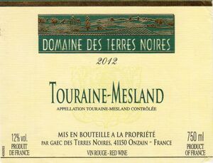 Etiqueta de bebida: Touraine Mesland AOC - Domaine des Terres Noires ...