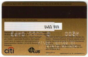 Bank Card: Citi Gold (Citibank Romania, RomaniaCol:RO-VI-0116.02