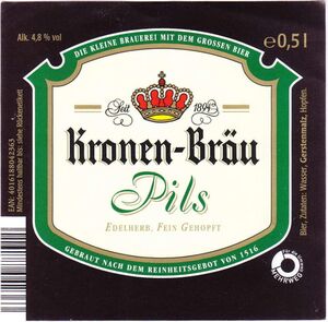 Drink Label: Kronen-Bräu Pils (Löwenbrauerei Hall Fr. Erhard GmbH & Co ...