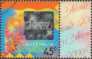 Stamp: Fireworks and Hologram (Australia(Greeting Stamps - Celebrate ...