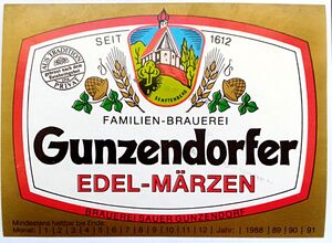 Drink Label: Gunzendorfer Edel-Märzen (Brauerei Sauer, Germany, Federal ...