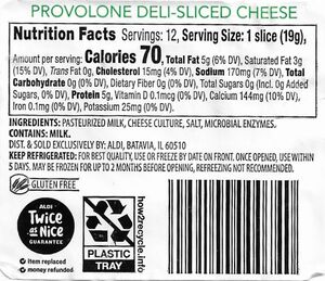 Food Label: Happy Farms Provolone (ALDI, Inc, United States of ...