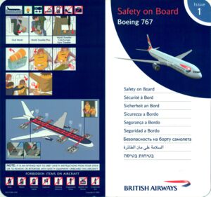 Safety Card: Boeing 767 (British Airways, United Kingdom of Great ...
