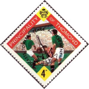 Stamp: Football game - Rockets Towards Peace Achievement (Cinderellas ...