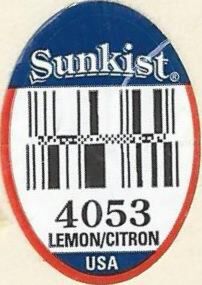 Fruit Sticker: Sunkist 4053 Lemon/Citron (United States of AmericaCol ...
