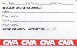 Functional Card: CNA - Medical Emergency Information Card (Hospitals ...