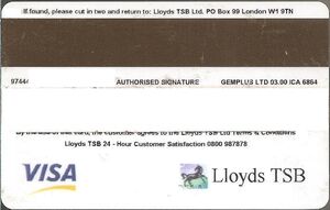 Bank Card: Lloyds TSB (Lloyds TSB, United Kingdom of Great Britain ...