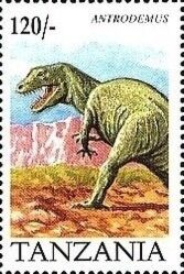 Stamp: Antromedus (Tanzania(Prehistoric Animals (Series II)) Mi:TZ 1998 ...