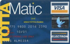 Bank Card: Totta Matic (Banco Totta & Acores, PortugalCol:PT-VE-0030.04