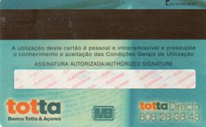 Bank Card: Totta Matic Universitario (Banco Totta & Acores, PortugalCol ...