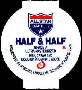 Mini Cup dekseltje: All Star Half & Half (All Star Dairy, Verenigde ...