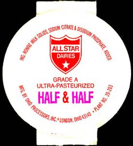 Mini Cup dekseltje: All Star Half & Half (All Star Dairy, Verenigde ...