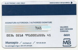 Bank Card: Montepio (Montepio Geral, PortugalCol:PT-VE-0072