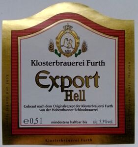 Etiqueta de bebida: Klosterbrauerei Furth Export Hell (Hohenthanner ...