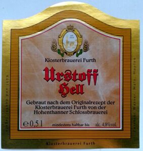 Drink Label: Klosterbrauerei Furth Urstoff Hell (Hohenthanner ...