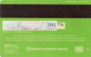 Bank Card: Bes Duo (Banco Espirito Santo, PortugalCol:PT-VE-0050.02