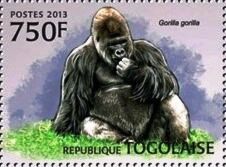Stamp: Western Gorilla (Gorilla gorilla) (Togo(West African Fauna ...