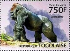 Stamp: Gorilla gorilla (Togo) (West African Fauna - Gorillas (2013)) Mi ...