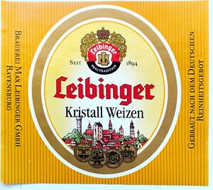 Drink Label: Leibinger Kristall Weizen (Brauerei Max Leibinger GmbH ...