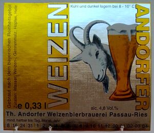 Drink Label: Andorfer Weizen (Andorfer Weizenbierbrauerei, Germany ...