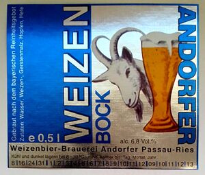 Drink Label: Andorfer Weizen Bock (Andorfer Weizenbierbrauerei, Germany ...