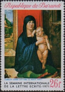 Stamp: Haller's Madonna, by Albrecht Dürer (1471-1528) (Burundi ...