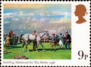 Stamp: Saddling Mahmoud for the Derby (United Kingdom of Great Britain ...