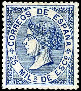Stamp: Queen Isabel II (Spain(Queen Isabel II) Mi:ES 92,Sn:ES 98,Yt:ES ...
