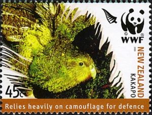 Stamp: Kakapo. Relies Heavily on Camouflage for Defence (New Zealand ...