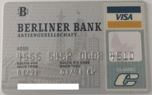 Bank Card: Visa (Berliner Bank, Germany, Federal RepublicCol:DE-VI-0108