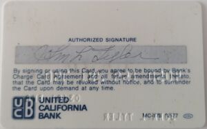 Bank Card: United California Bank (United California Bank, United ...