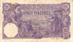 Banknote: 20 Piastres (French Indochina) (1909-1919 Issue Saigon) Wor:P ...