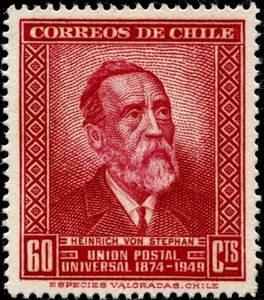 Stamp: Heinrich von Stephan (1831-1897), co-founder (Chile(75th ...
