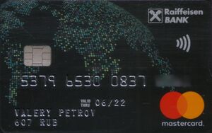 Bank Card: World map (Raiffeisenbank, RussiaCol:RU-MC-2503.01