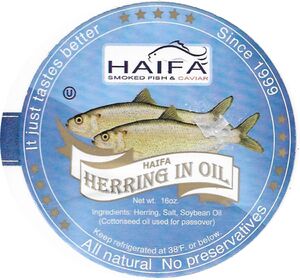 Food Label: Haifa Herring in Oil (Haifa Smoked Fish & Caviar, United ...