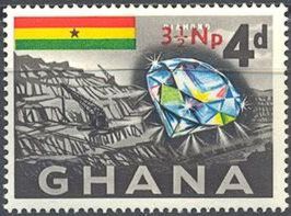 Stamp: Diamond and Mine surcharged (Ghana(Decimal Currency Surcharges ...
