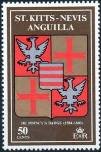 Stamp: De Poincy's Badge (1584-1660) (Saint Kitts and Nevis(Phillipe de ...