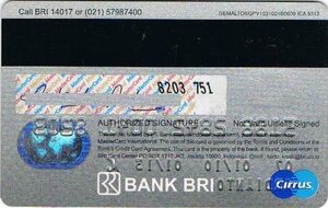 Bank Card: Bank BRI (BRI (Indonesia), IndonesiaCol:ID-MC-0085