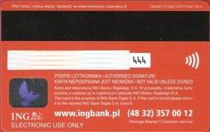 Bank Card: Visa (ING Bank Śląski SA, PolandCol:PL-VI-0565