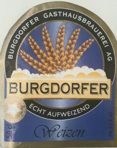 Flaschenetikett: Burgdorfer Weizen (Burgdorfer Gasthausbrauerei AG, SchweizCol:CH-BEER-002642