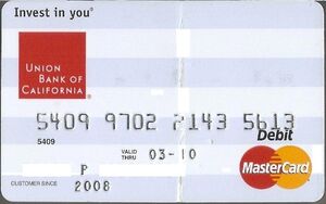 Bank Card: Union Bank Of California (Union Bank Of California, United ...