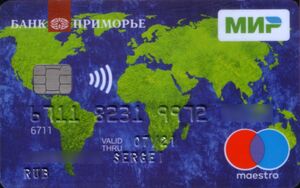 Bank Card: Map MIR-Maestro (Primorye Bank, RussiaCol:RU-MI-0195