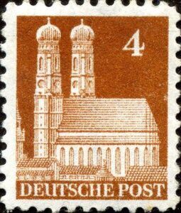 Stamp: Munich Cathedral (Germany, American-British Occ. (Bizone ...