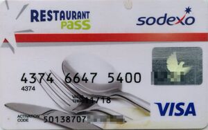 Bank Card: Sodexo. Restaurant Pass (Payment Center, RussiaCol:RU-VI-1792.01