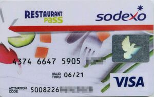 Bank Card: Sodexo. Restaurant Pass (Payment Center, RussiaCol:RU-VI-1793.02