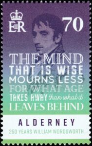 Stamp: Quote of William Wordsworth (1770-1850) (Alderney(250th ...