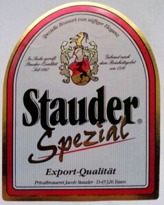 Štítok z nápoja: Stauder Spezial (Privatbrauerei Jakob Stauder ...