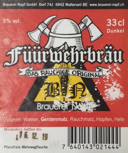 Drink Label: Napf Füürwehrbräu Dunkel (Brauerei Napf, SwitzerlandCol:CH ...